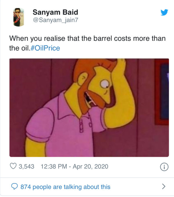 Oil Price Memes And Jokes of 4-20-2020 Never Let A Good Oil Price Crash ...